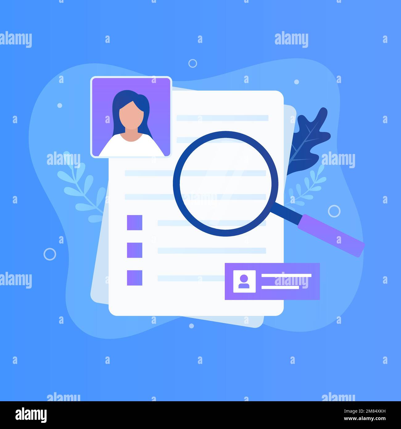 Curriculum vitae and magnifying glass illustration concept ...