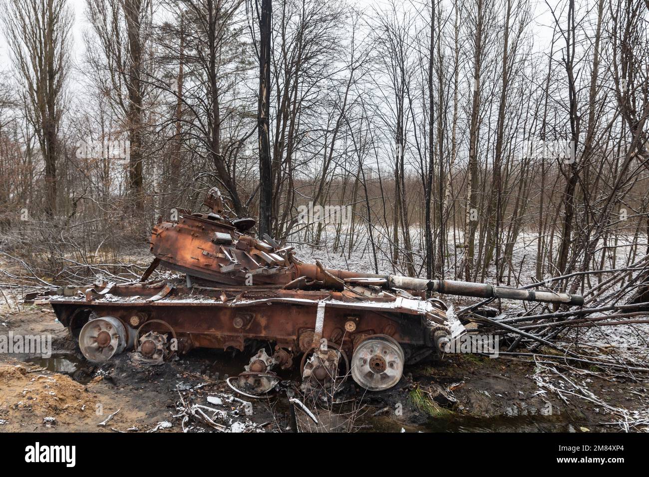 A tank of Russian invaders destroyed as a result of fierce and heavy ...