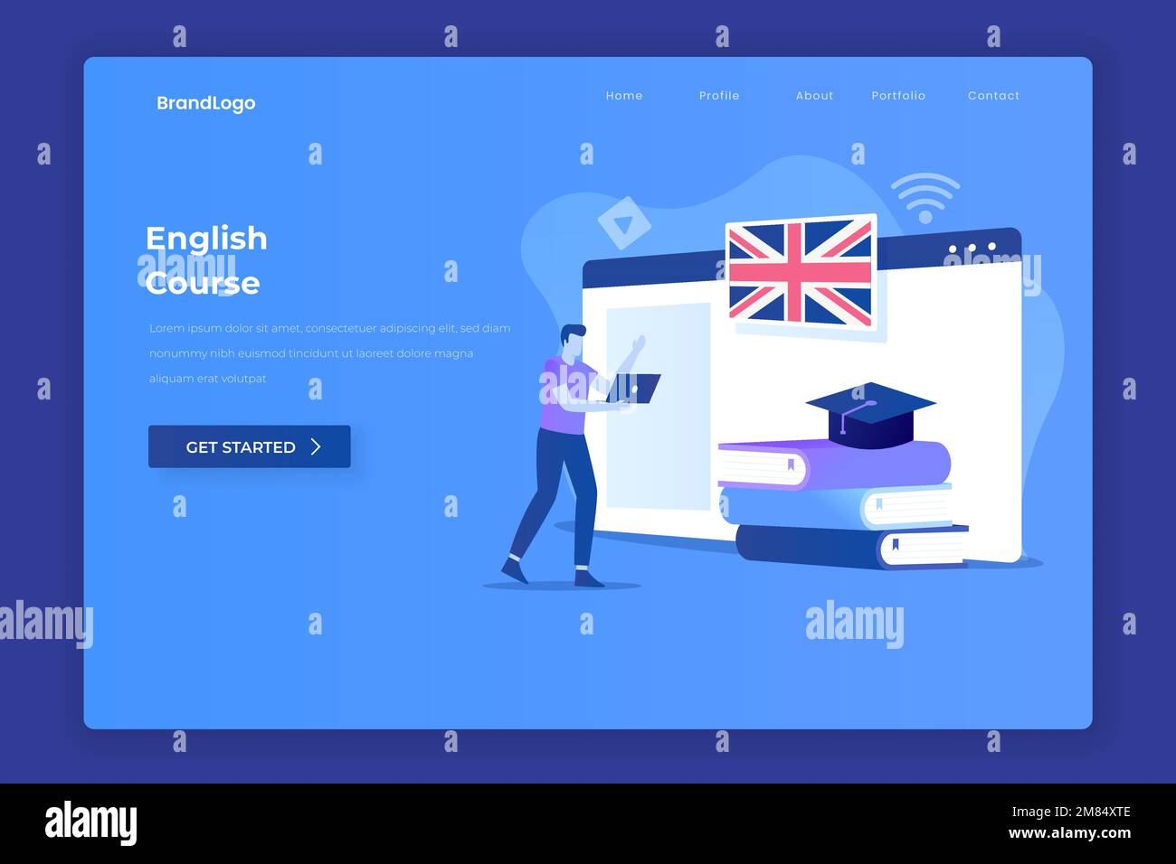 English lesson illustration landing page. Illustration for websites ...