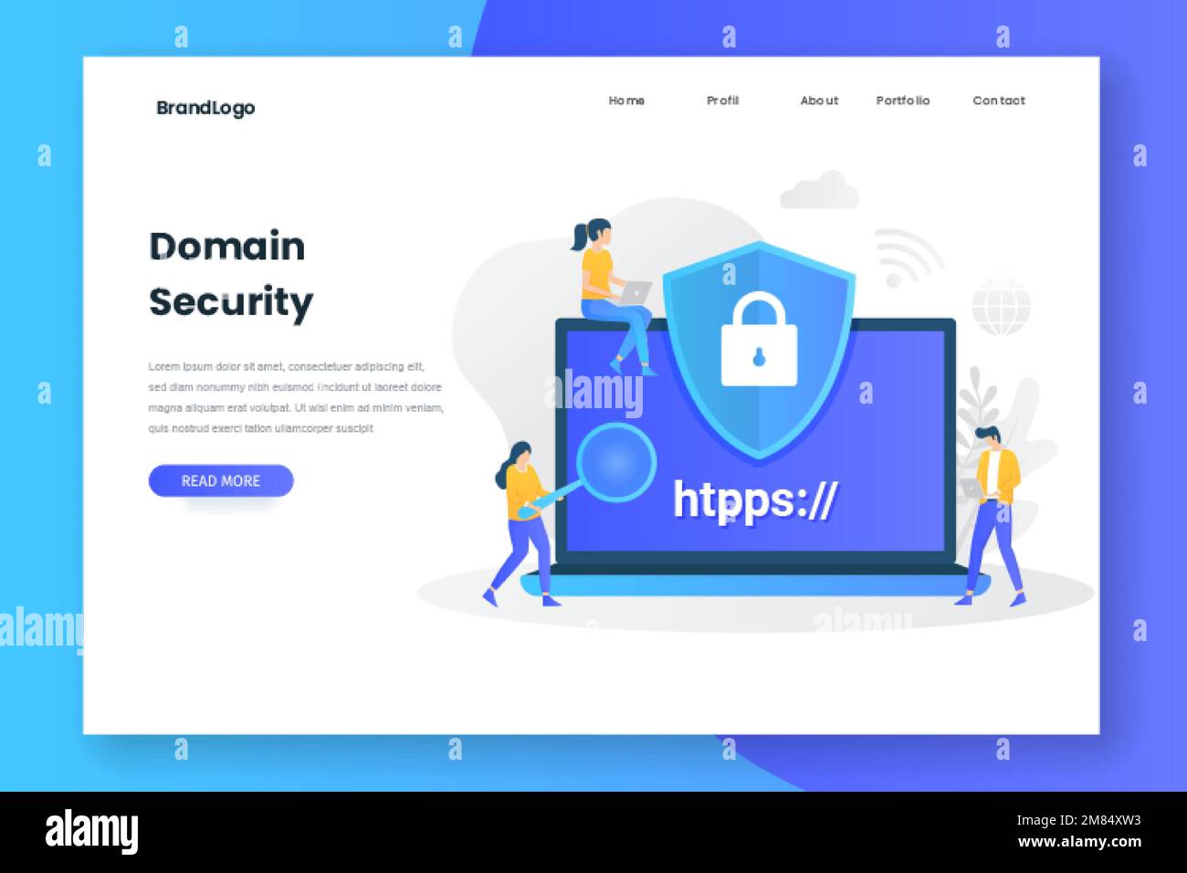 Domain security landing page. Illustration for websites, landing pages ...
