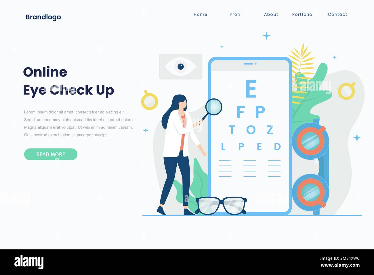 Optician eye test cartoon Cut Out Stock Images & Pictures - Alamy