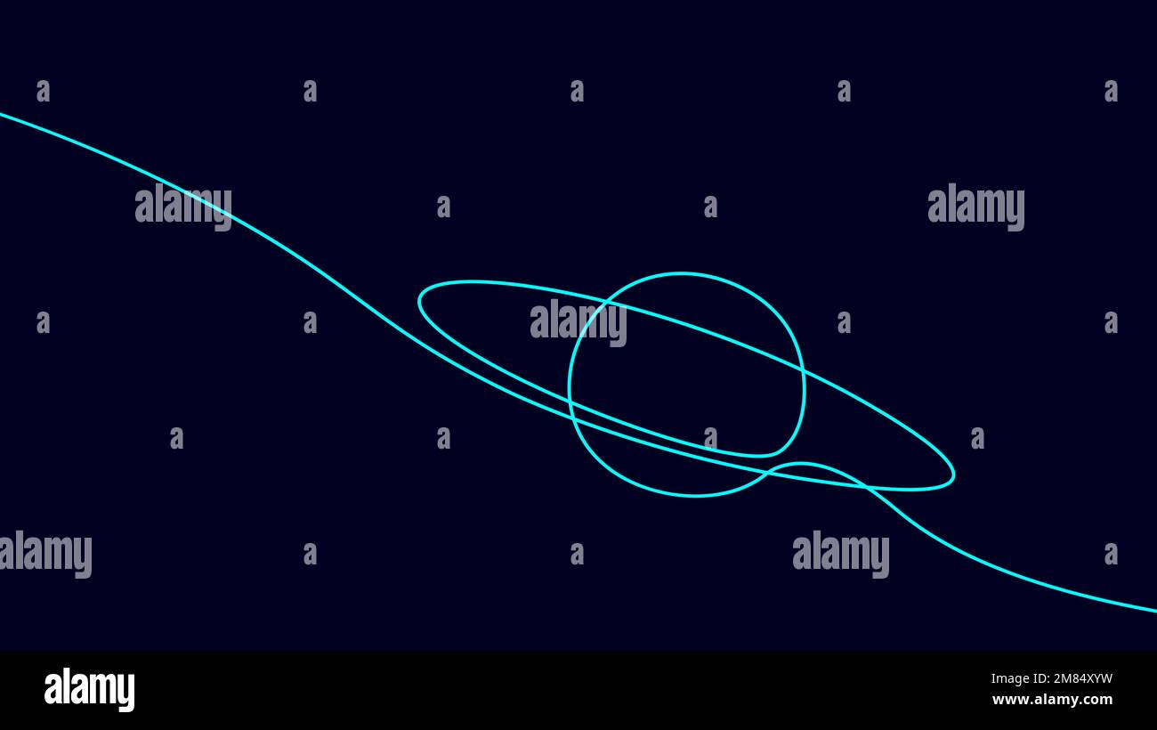 One continuous line saturn planet astronomy concept. Space logo orbinal ...