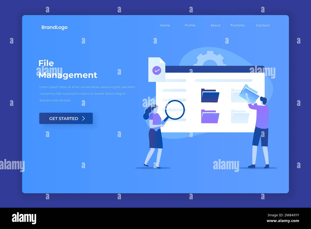 File management landing page illustration concept. Illustration for ...