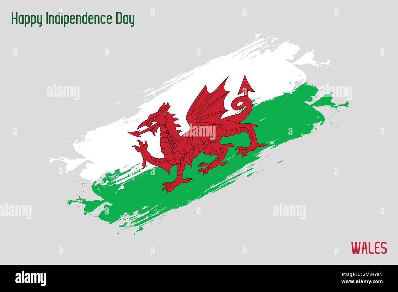 Wales National Flag Grunge Brush Stroke Vecctor Design Flag of Wales ...