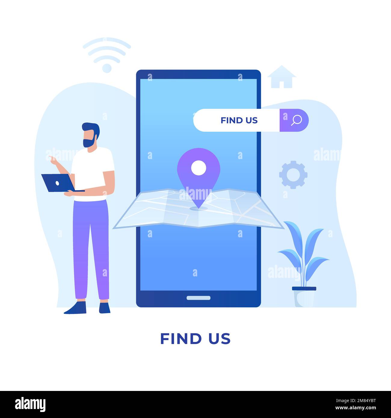 Flat illustration find us location concept design. Illustration for ...