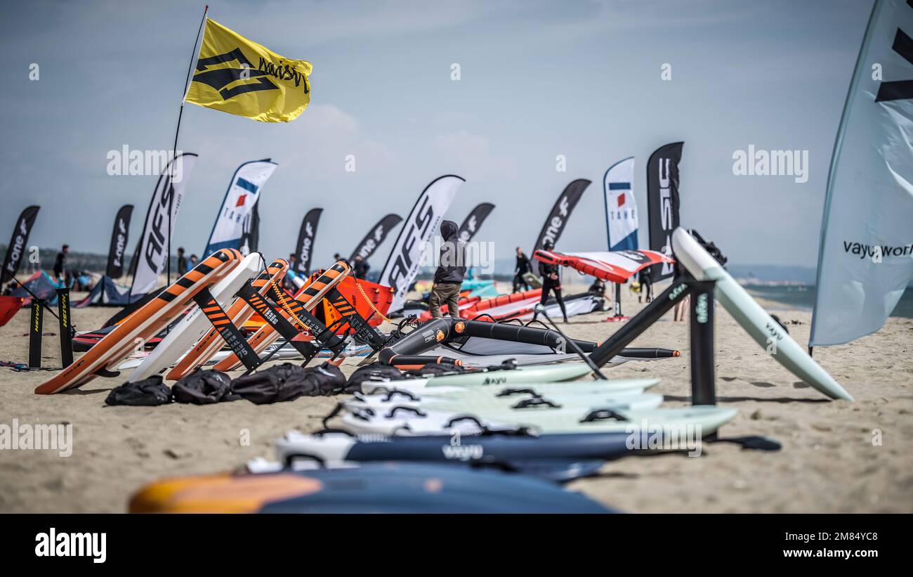 Leucate, France – April 29 & 30, 2022: World Wind Championship preparation and training of ...