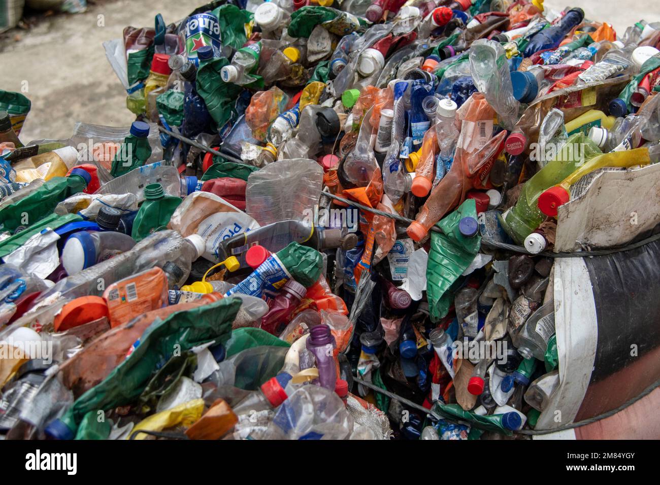Rio, Brazil - november 26, 2022: recyclable garbage pressing into big ...