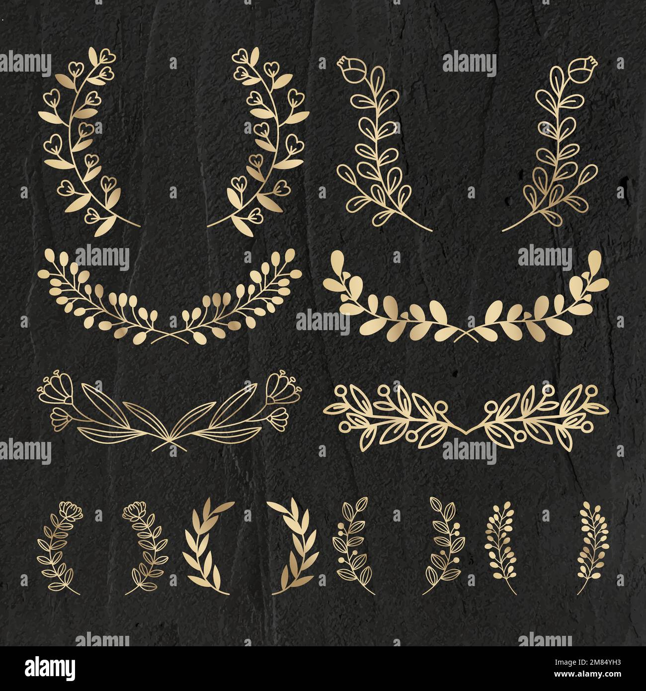 Wreath vector gold floral luxury style set Stock Vector Image & Art - Alamy
