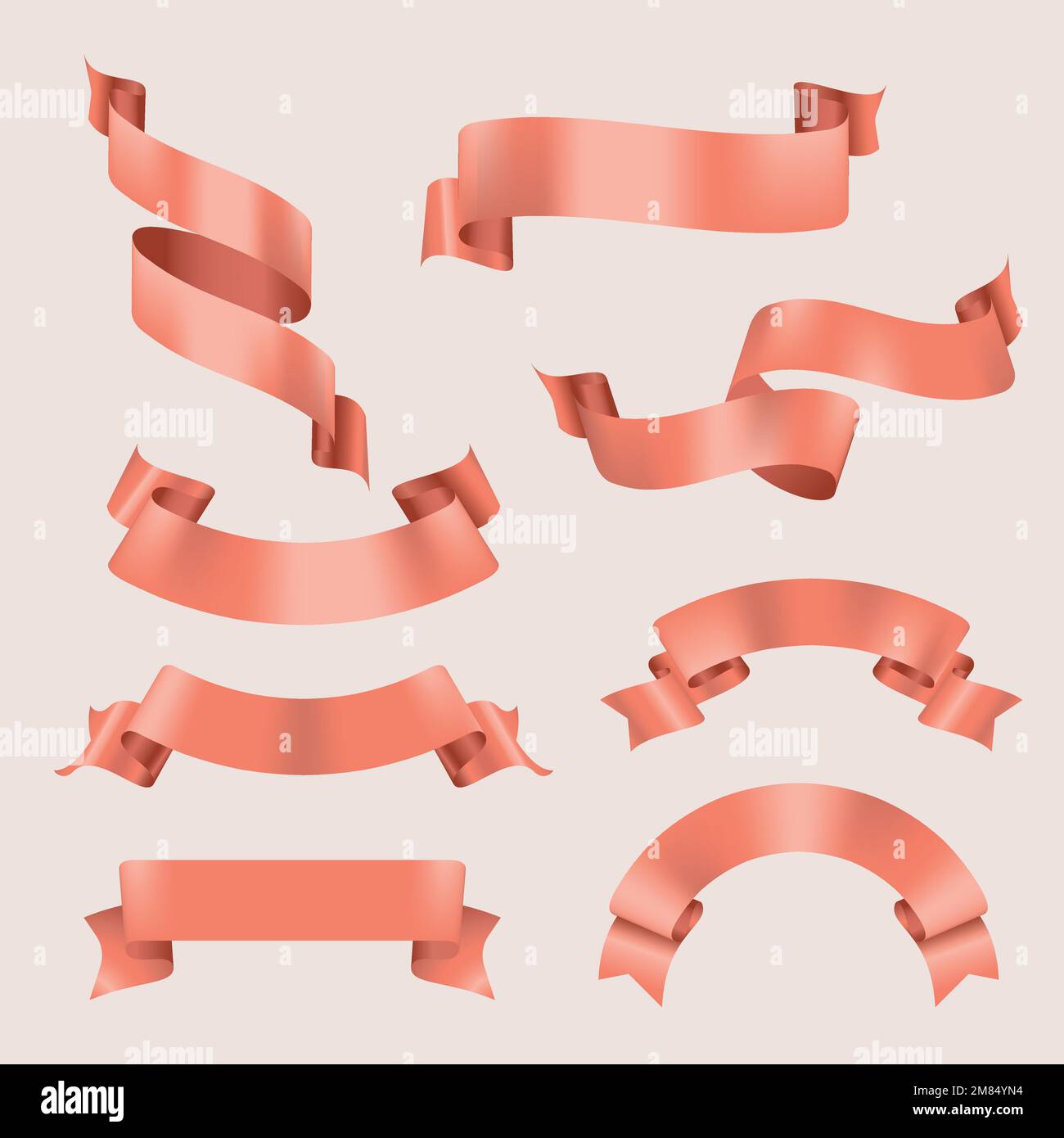 Ribbon banner vector art, rose gold realistic label design Stock Vector ...
