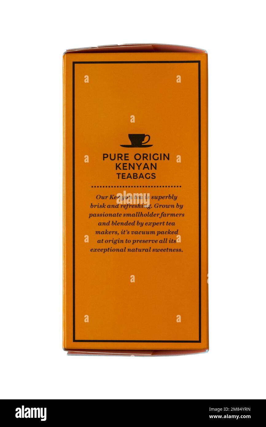 information on box of Pure Origin Kenyan Teabags exceptionally smooth ...