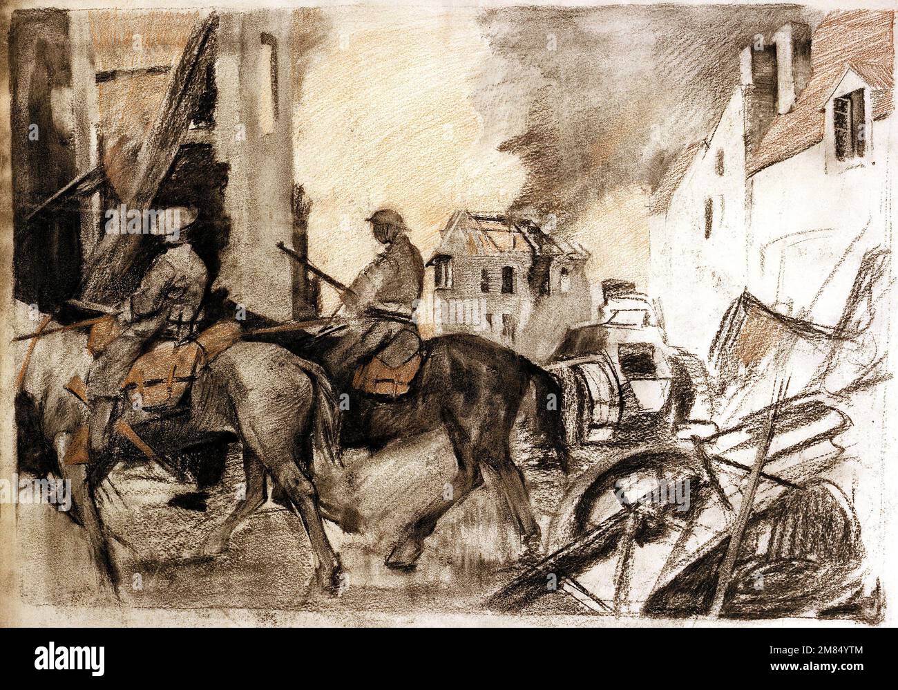 Artwork: "Two Mounted Soldiers," World War I Artist: George Harding ...