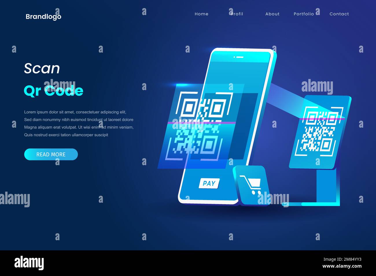 QR code verification illustration landing page. This design can be used ...