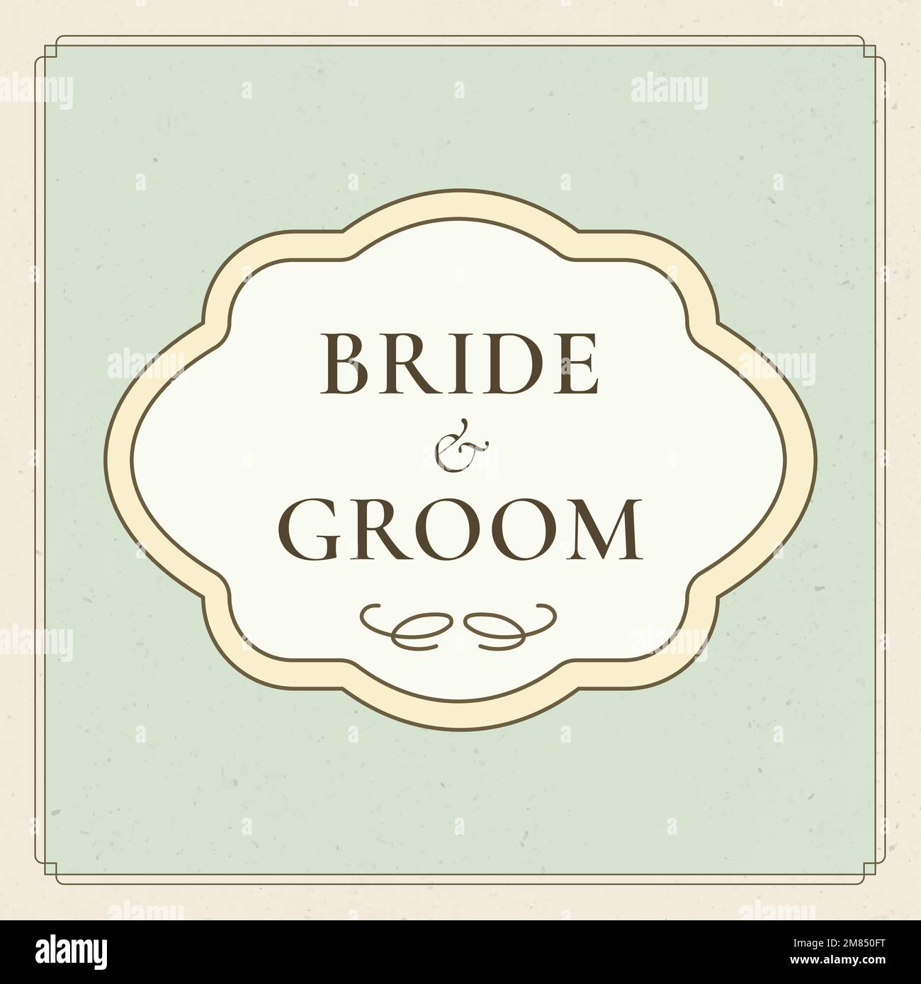 Vintage wedding badge vector on pastel green background Stock Vector ...