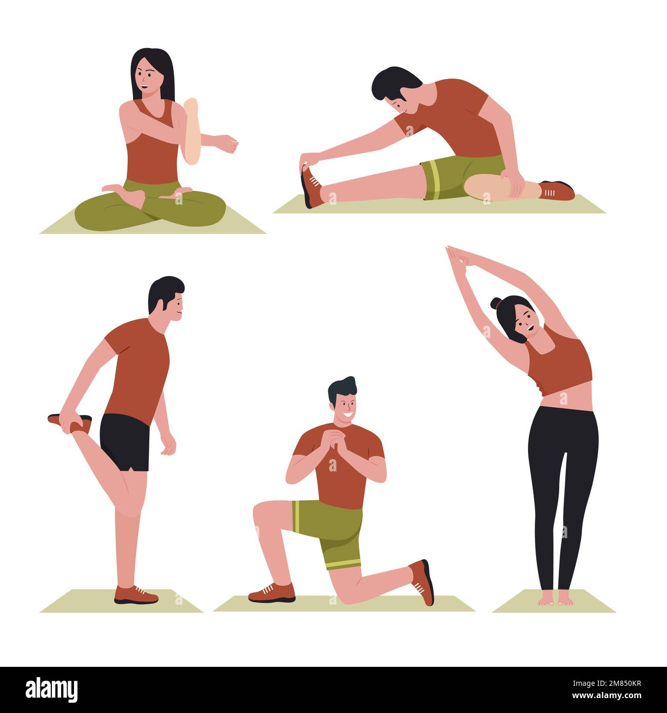Illustration design of Young people in stretching poses. Illustration ...