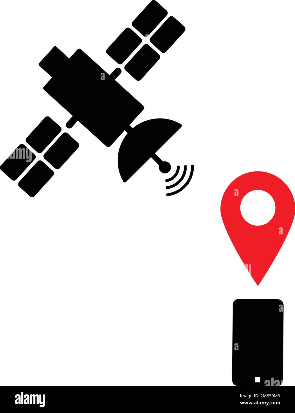 Satellite GPS navigation and mobile phone pictogram, technology ...