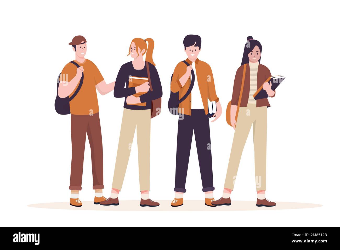 Group of college students vector set. Illustrations for websites ...