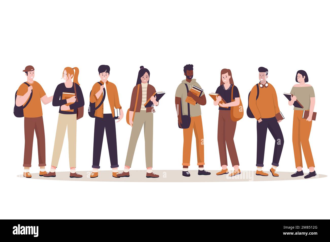 Group of college students vector set. Illustrations for websites ...