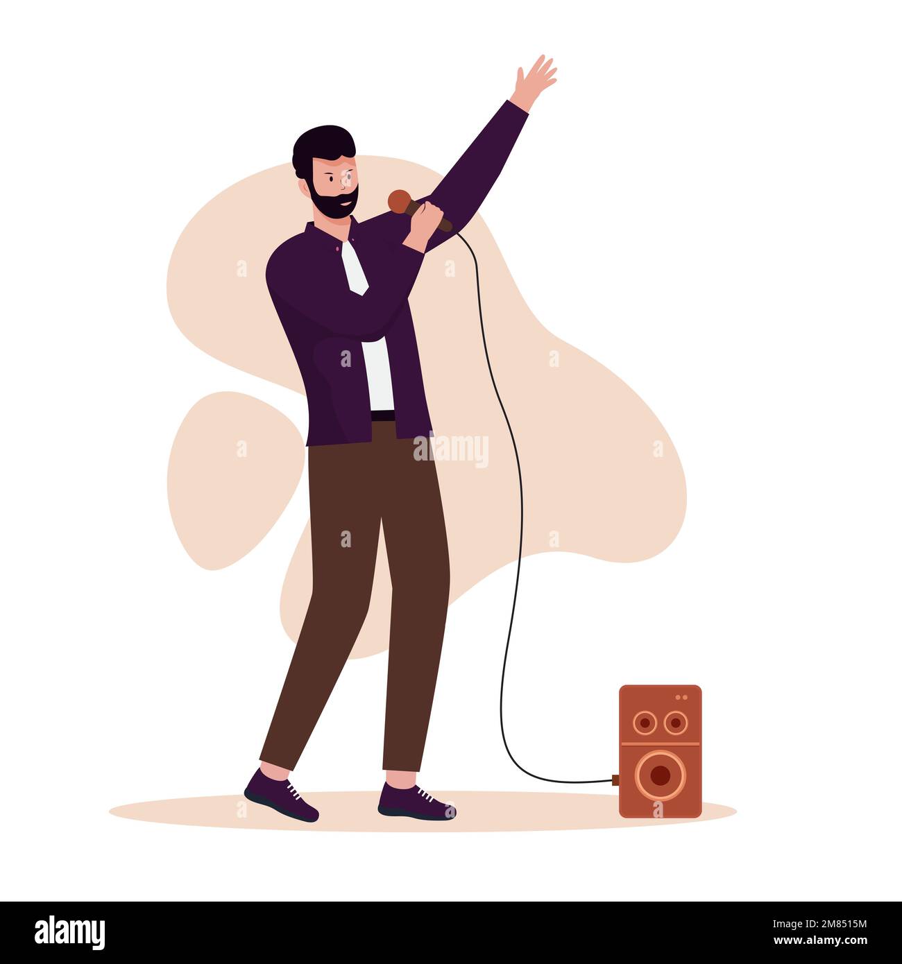 Flat design of men sing loudly. Illustration for websites, landing ...