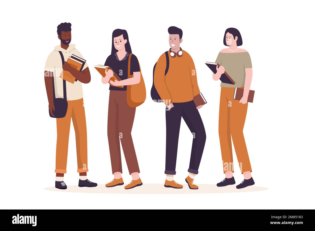 Collection of college students set. Illustrations for websites, landing ...