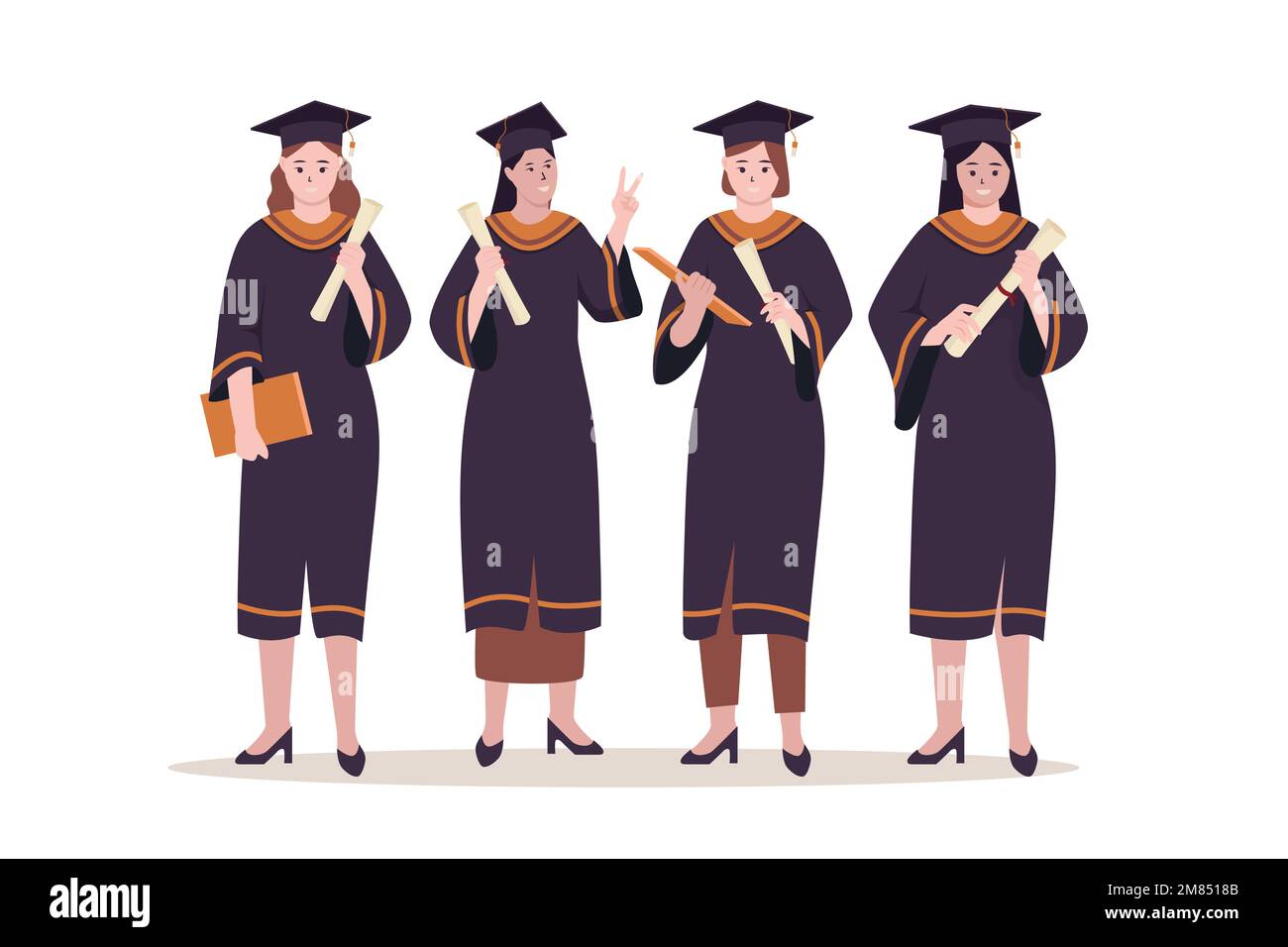 Graduated women group from college. Illustrations for websites, landing ...