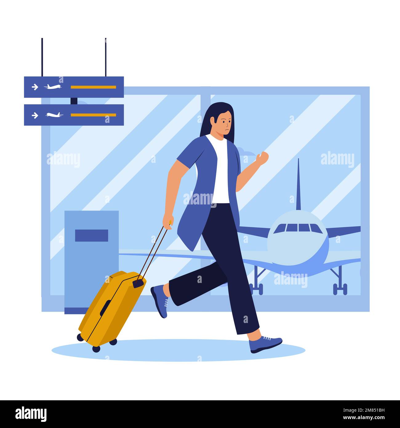 Flat design of woman missed flight. Illustration for website, landing ...