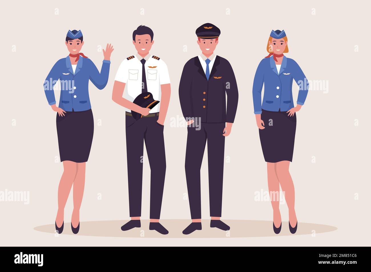 Vector pilot and flight attendant collection. Illustrations for ...