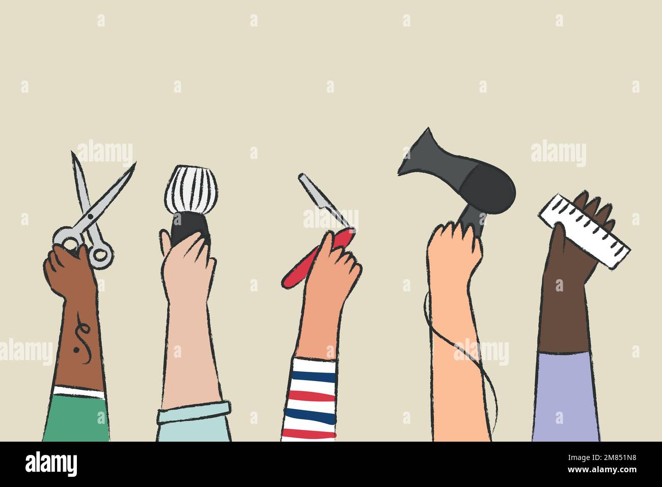 Hand drawn salon equipment Stock Vector Images - Alamy