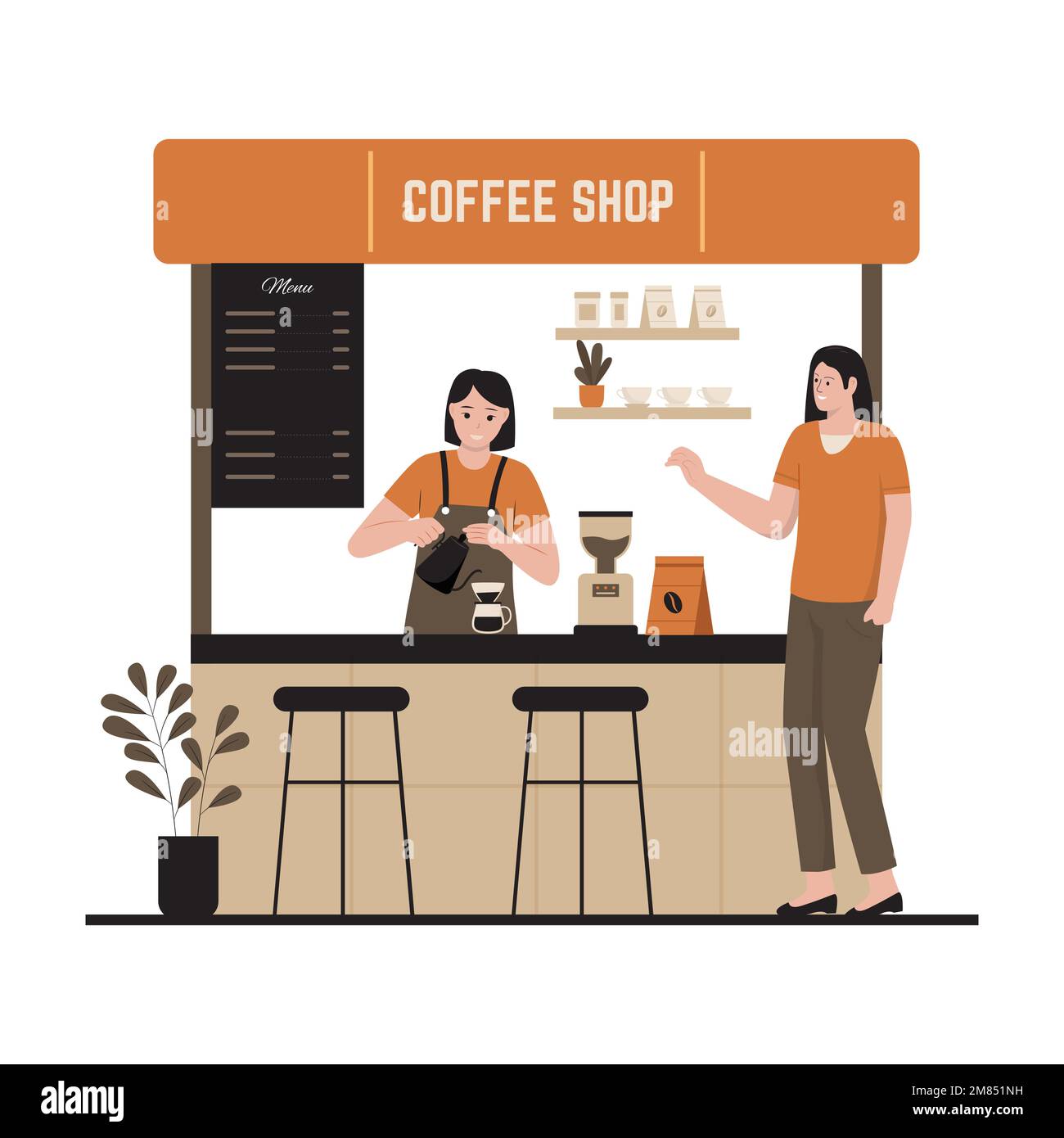Vector illustration of street coffee shop. Illustration for website ...