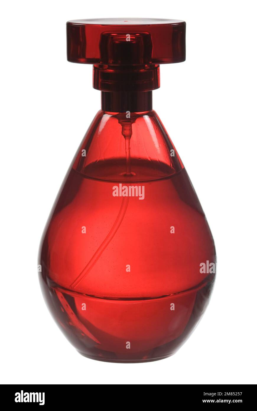 Red perfume bottle isolated on white Stock Photo - Alamy