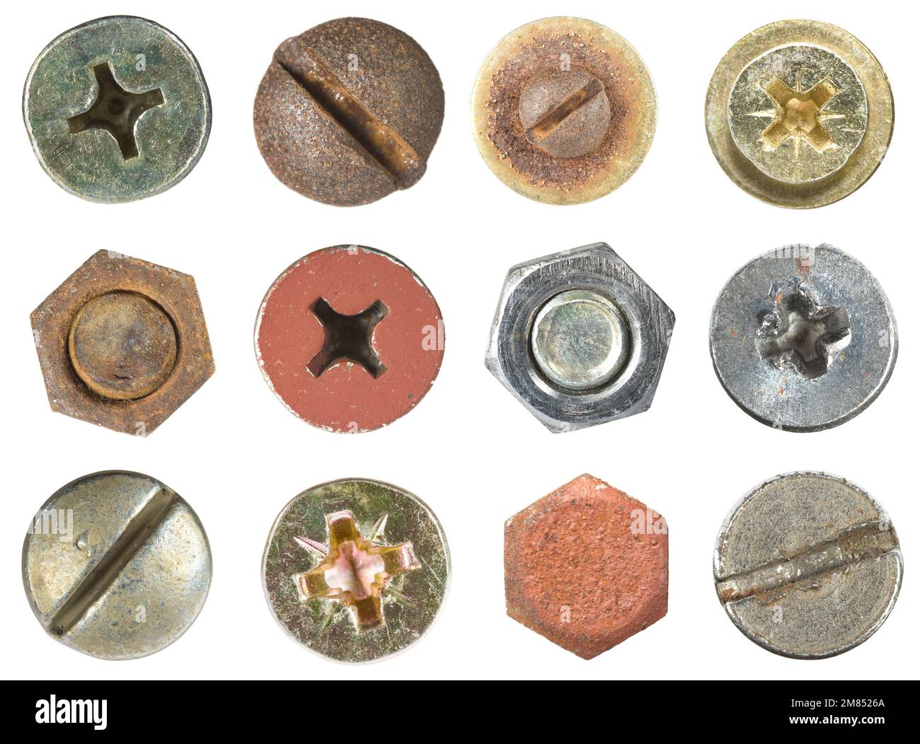 The set of screw and bolt heads on white Stock Photo - Alamy