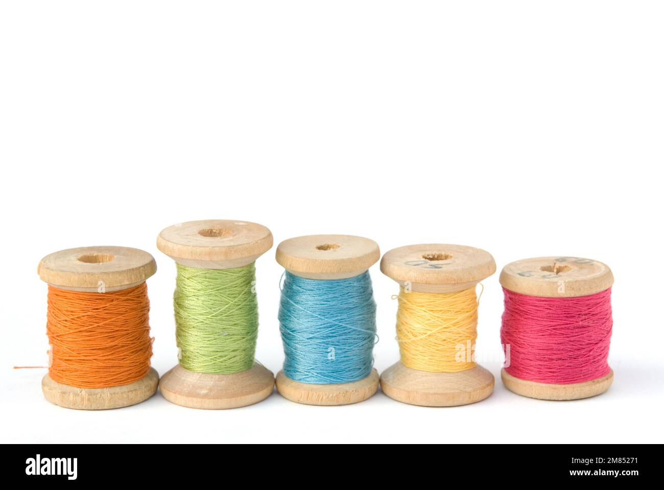 Spool string textile thread tool white wood wooden work hi-res stock ...