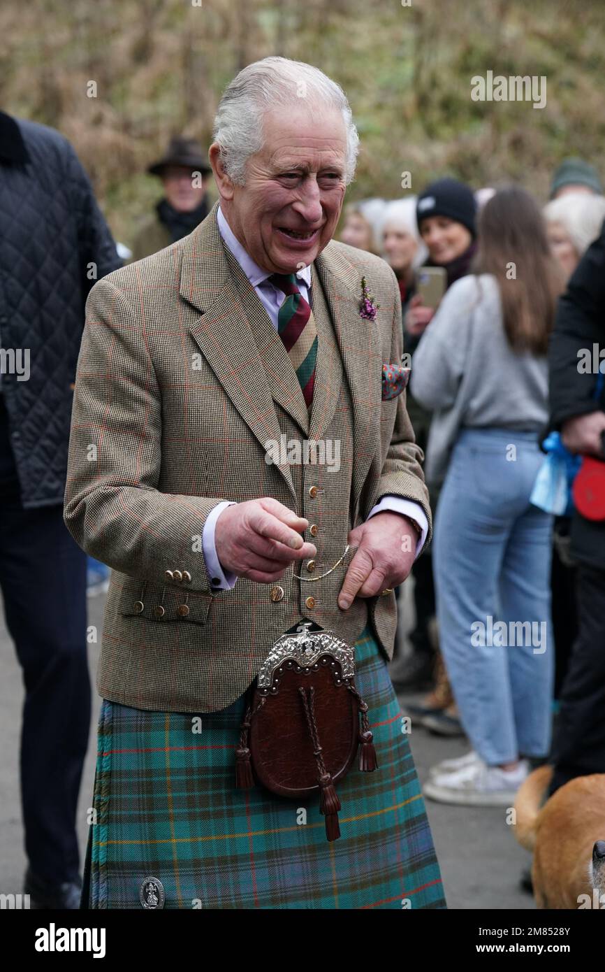 King Charles III during his visit to Aboyne and Mid Deeside Community ...
