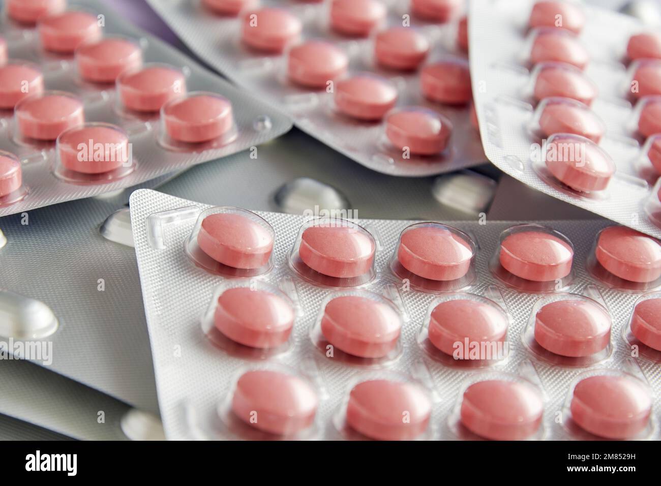 Pharmaceutical pills packages close up template texture. Heap of ...