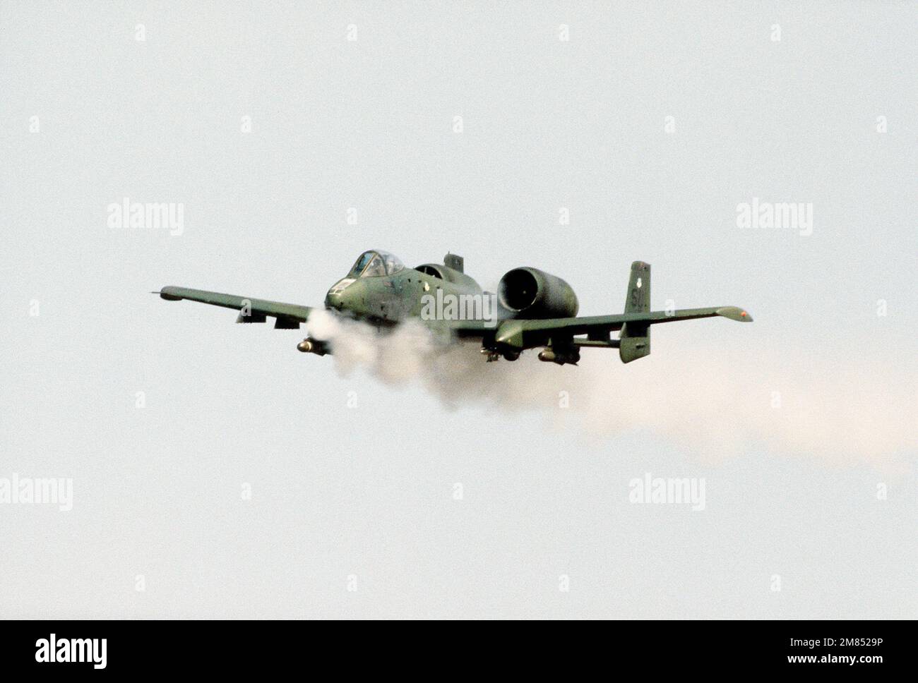 An air-to-air left front view of a 25th Tactical Fighter Squadron A-10 ...