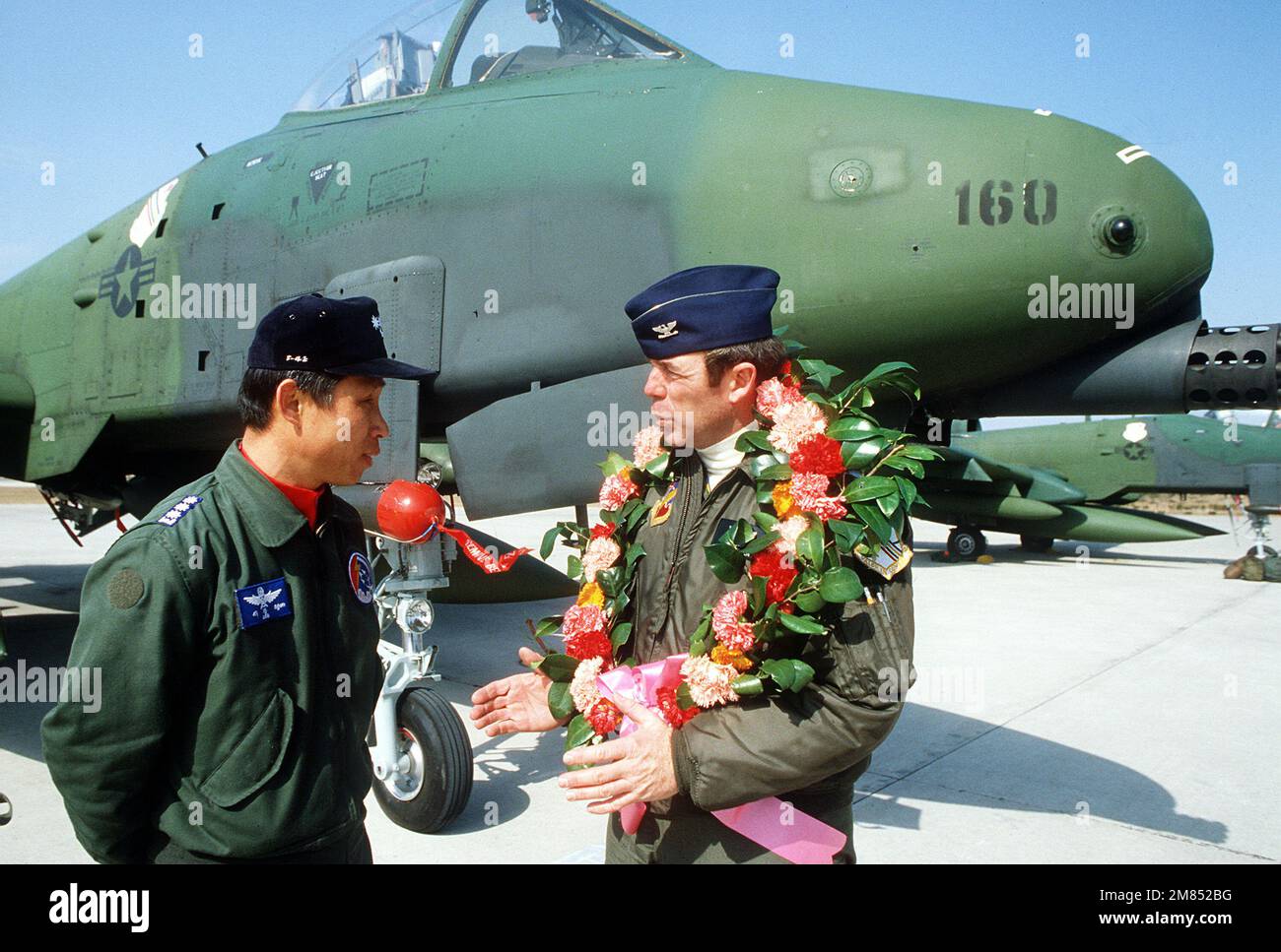 COL. Joseph Redden, commander, 354th Tactical Fighter Wing, talks with ...