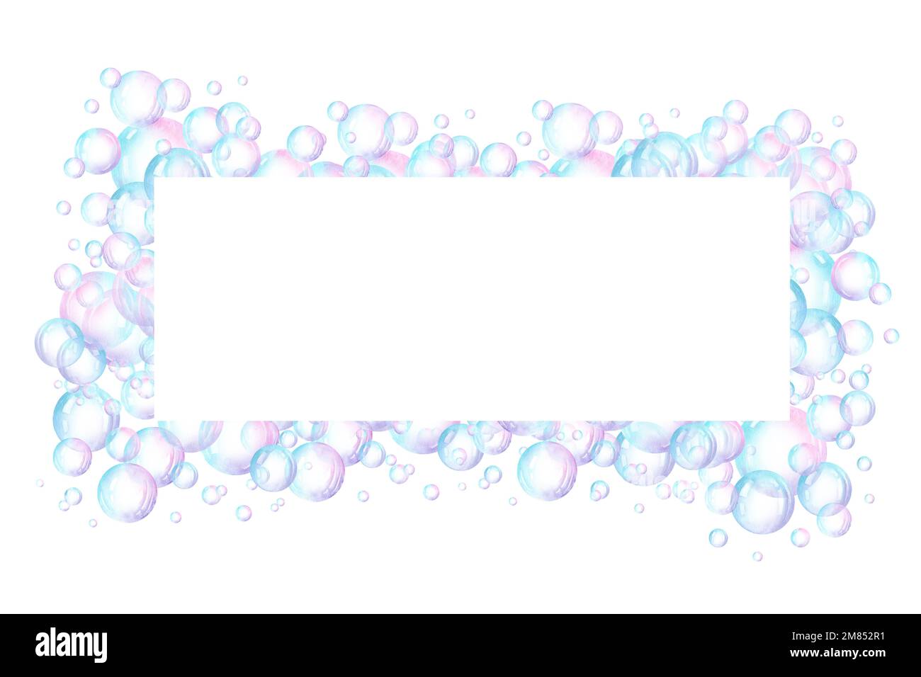 rectangle square frame of soap bubbles drawn with digital watercolor ...