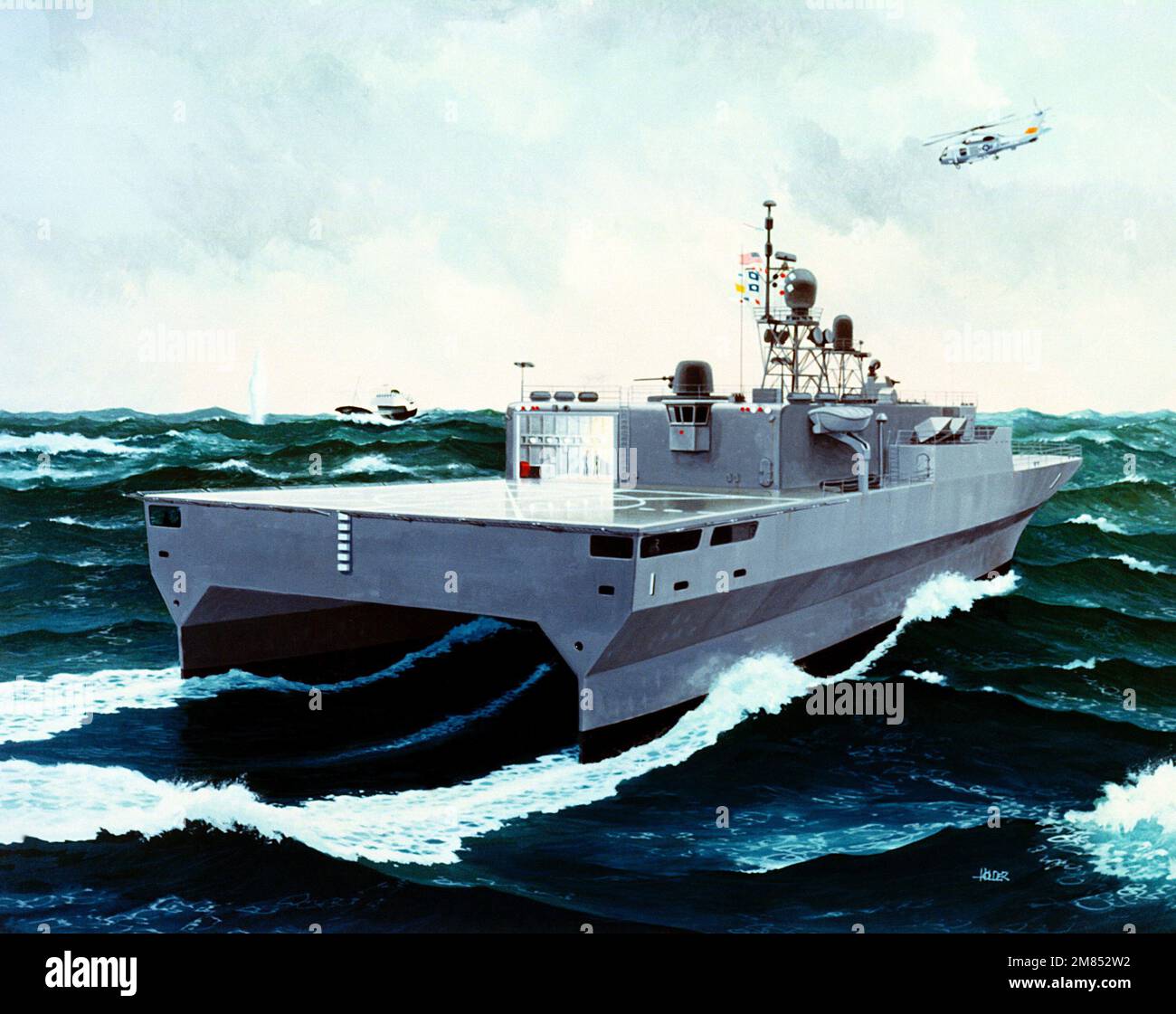 An artist's concept of an undersea surveillance combatant ship showing ...