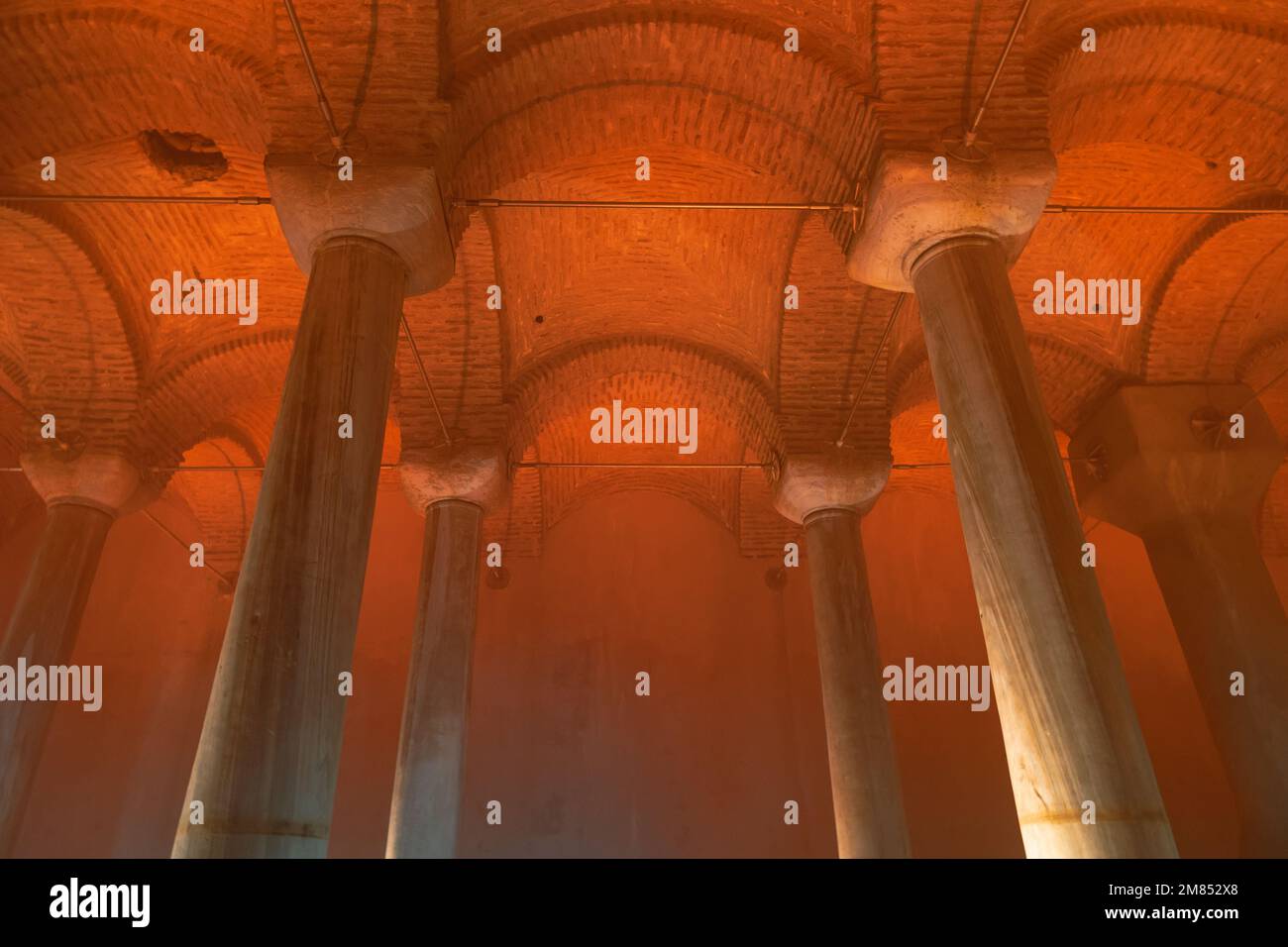Vaults and columns of an historical building. Byzatine or Rome ...