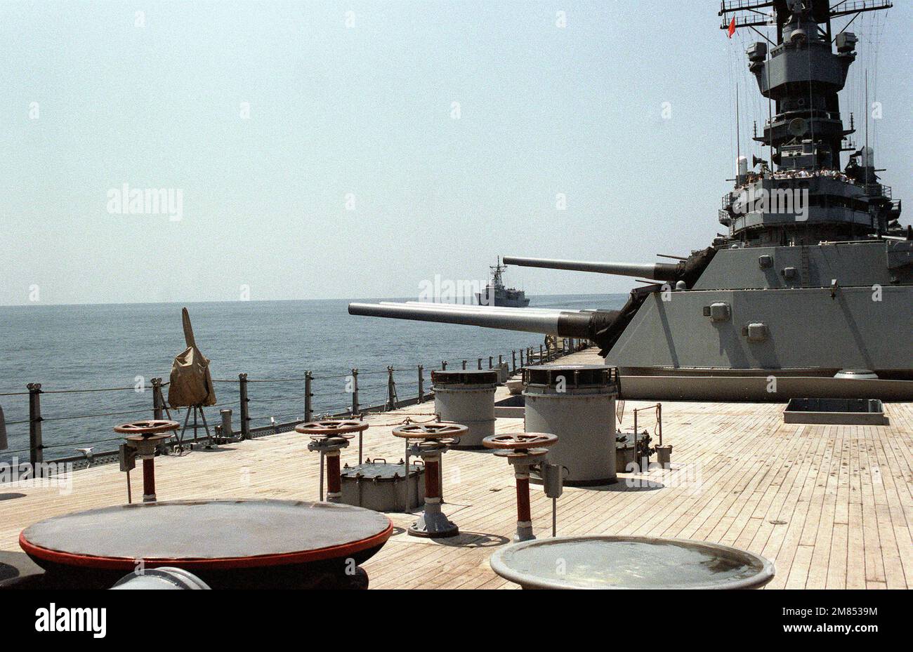 The No. 1 and No. 2 Mark 7 16-inch/50-caliber gun turrets of the ...