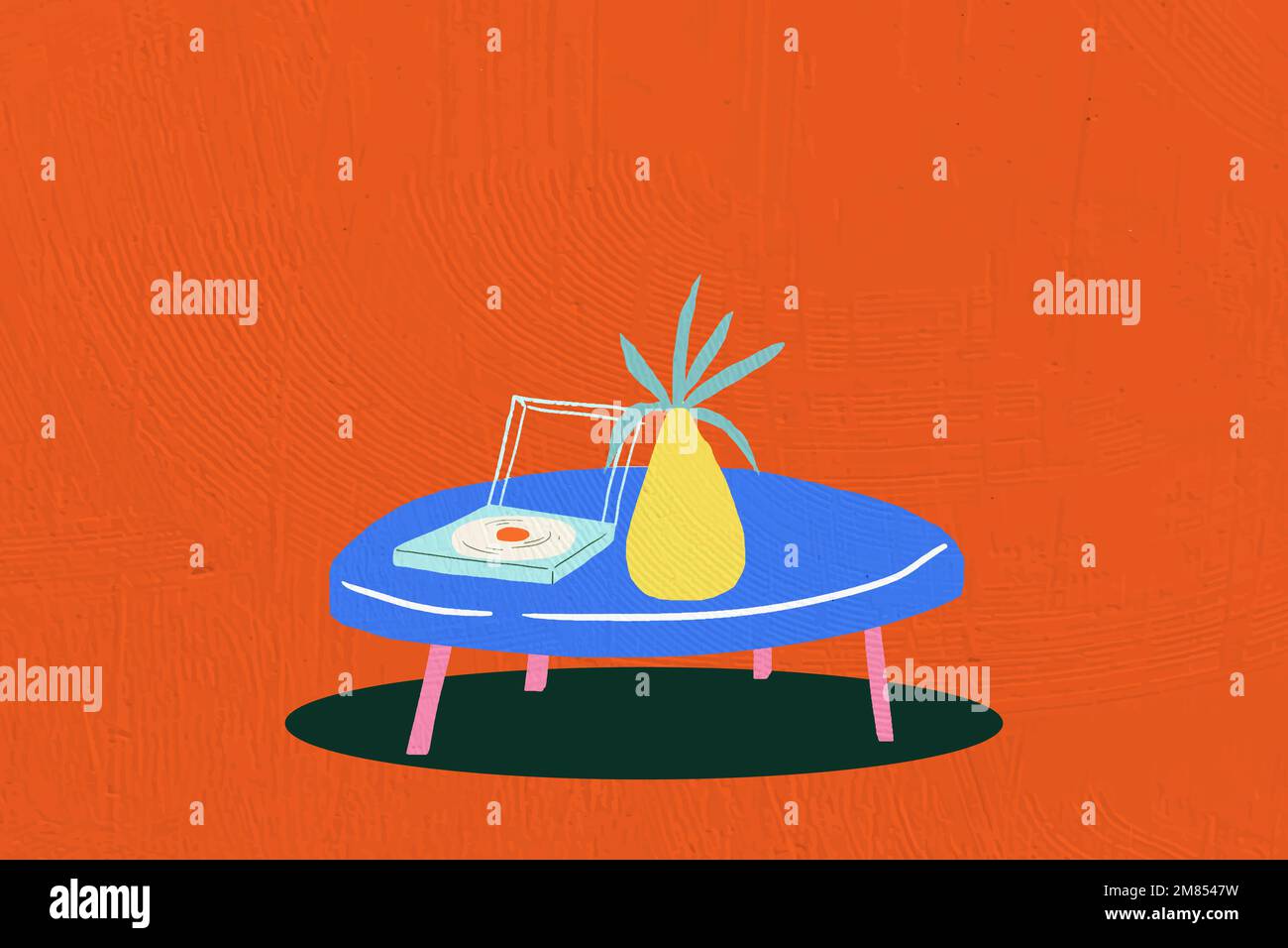 Interior flat graphic background in colorful hand drawn design Stock ...
