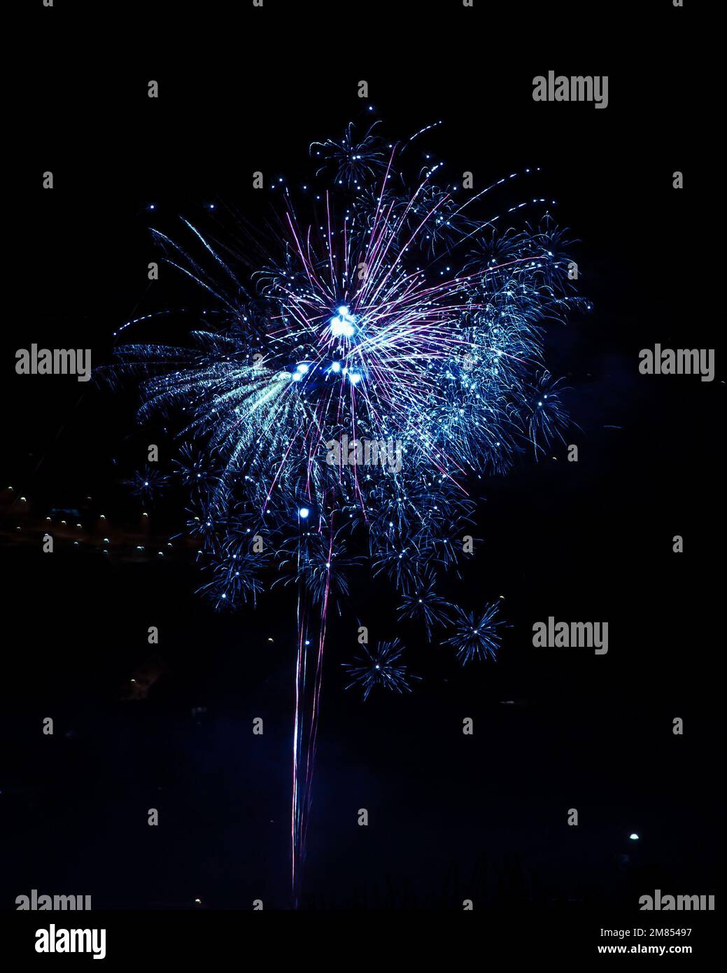Colorful firework on black background Stock Photo - Alamy