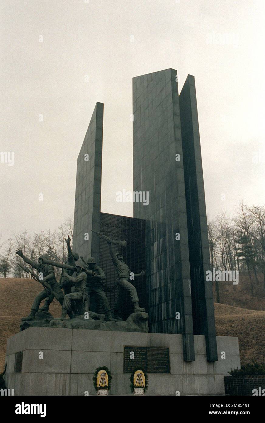 The Task Force Smith Memorial during a wreath laying ceremony attended ...