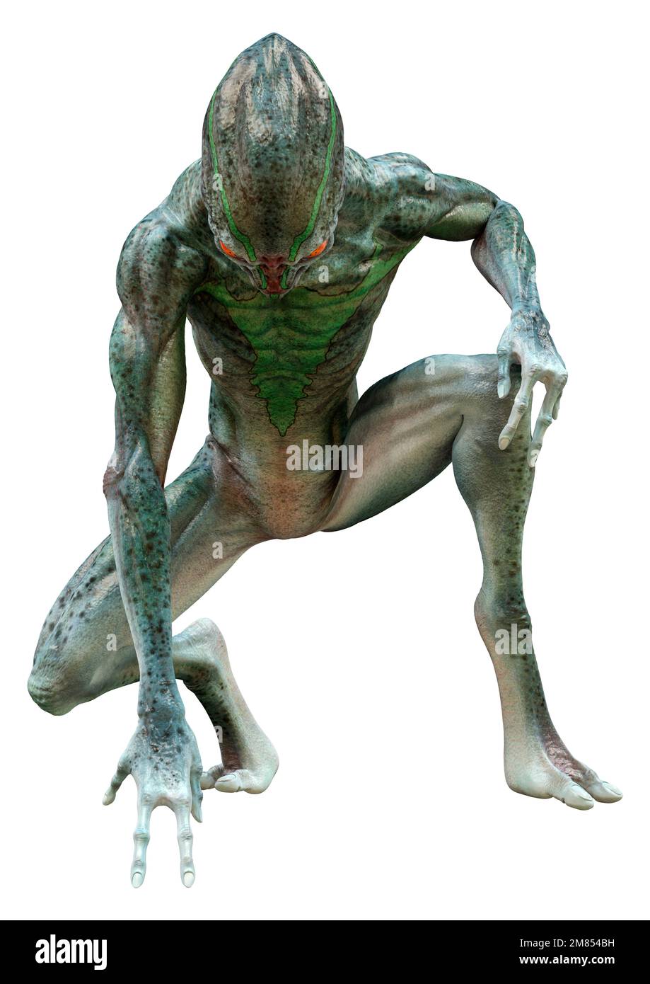 3D rendering of a green alien isolated on white background Stock Photo ...
