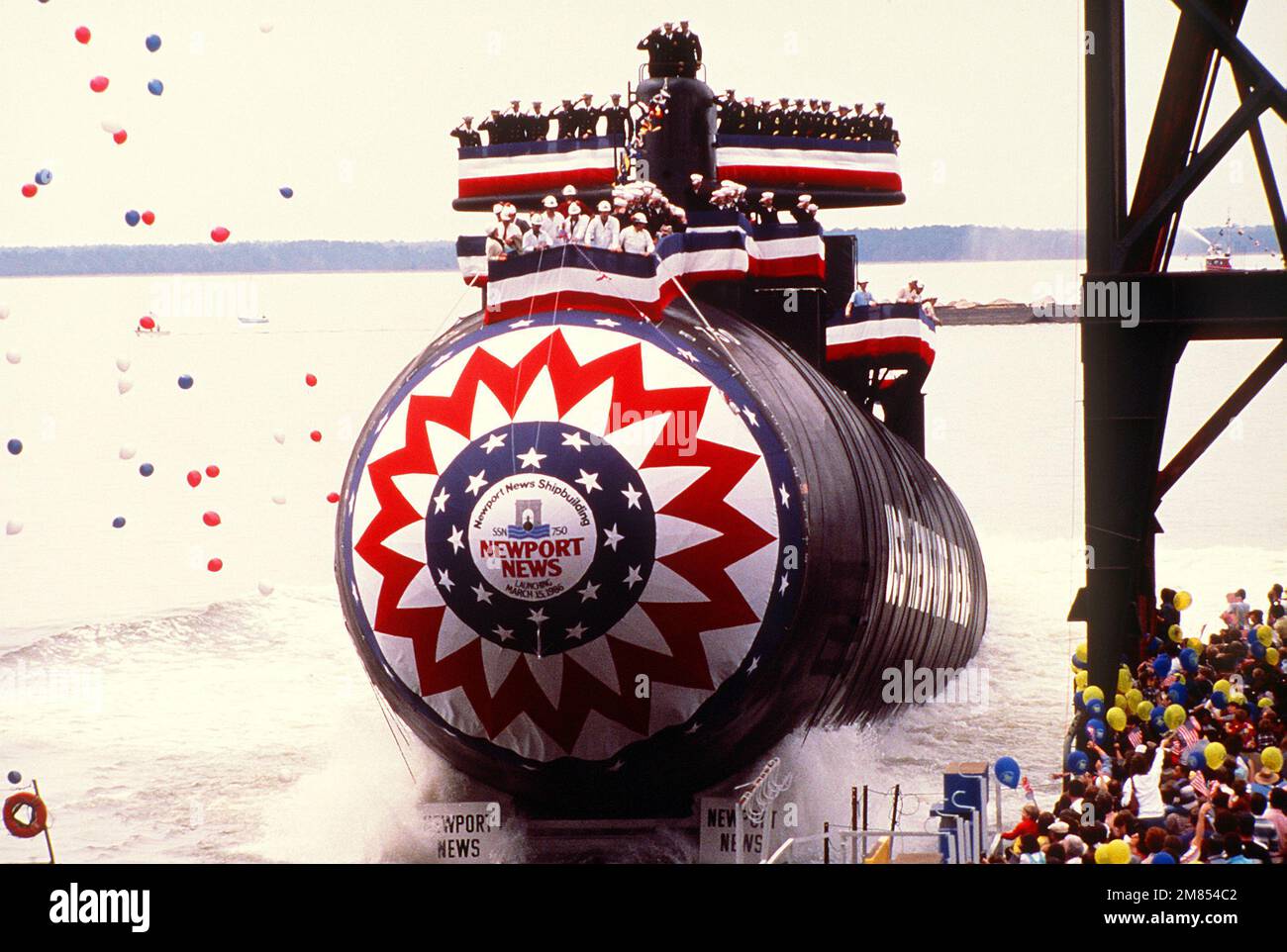 A port bow view of the nuclear-powered attack submarine NEWPORT NEWS ...
