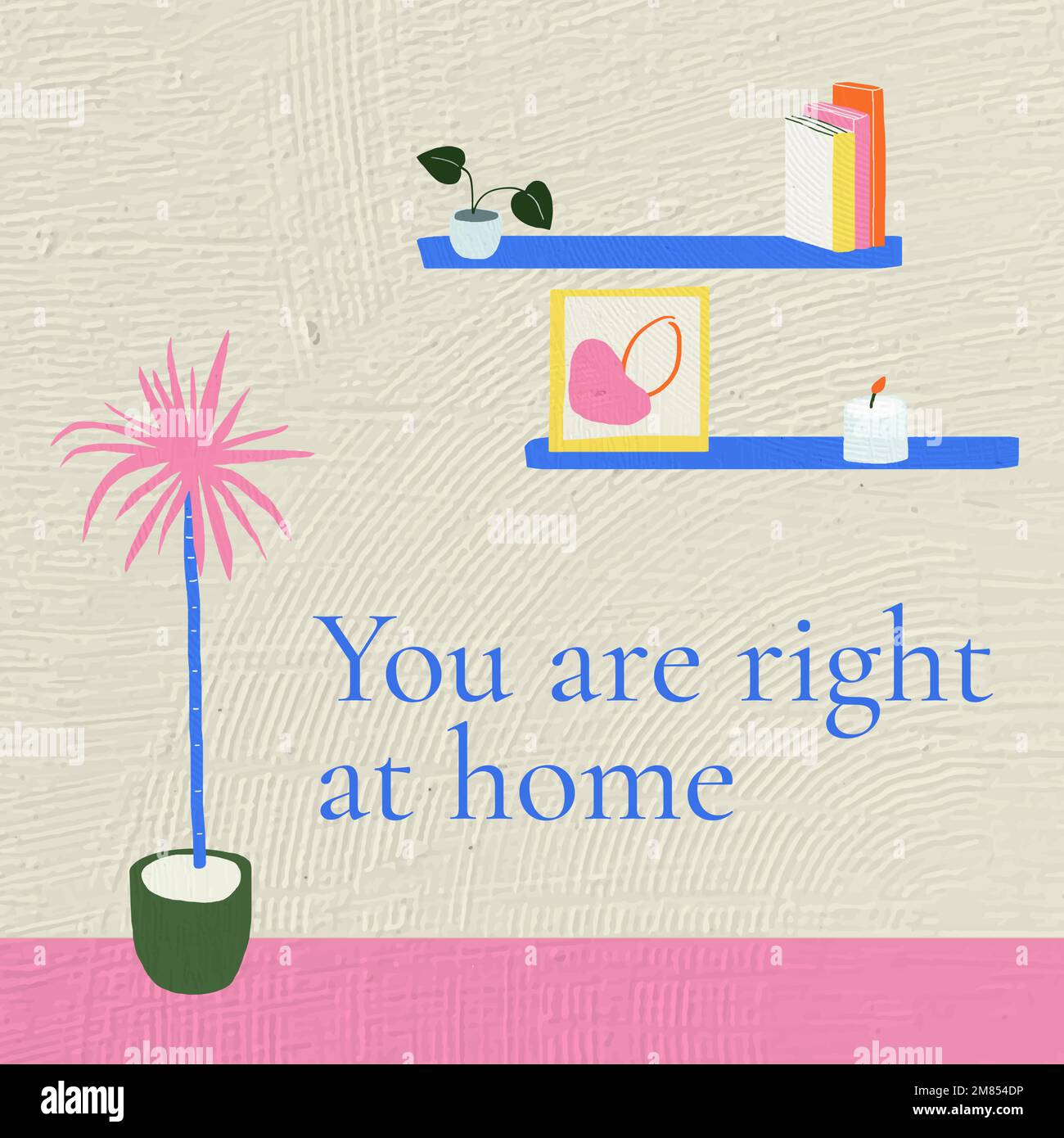 Interior banner template vector with you are right at home quote in ...