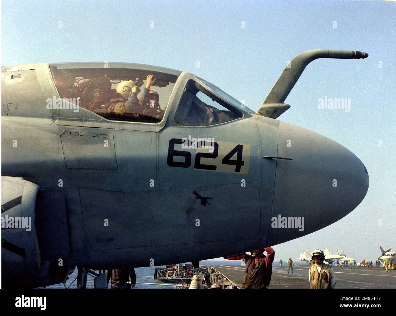 Members of a Tactical Electronic Warfare Squadron 135 (VAQ-135) EA-6B ...