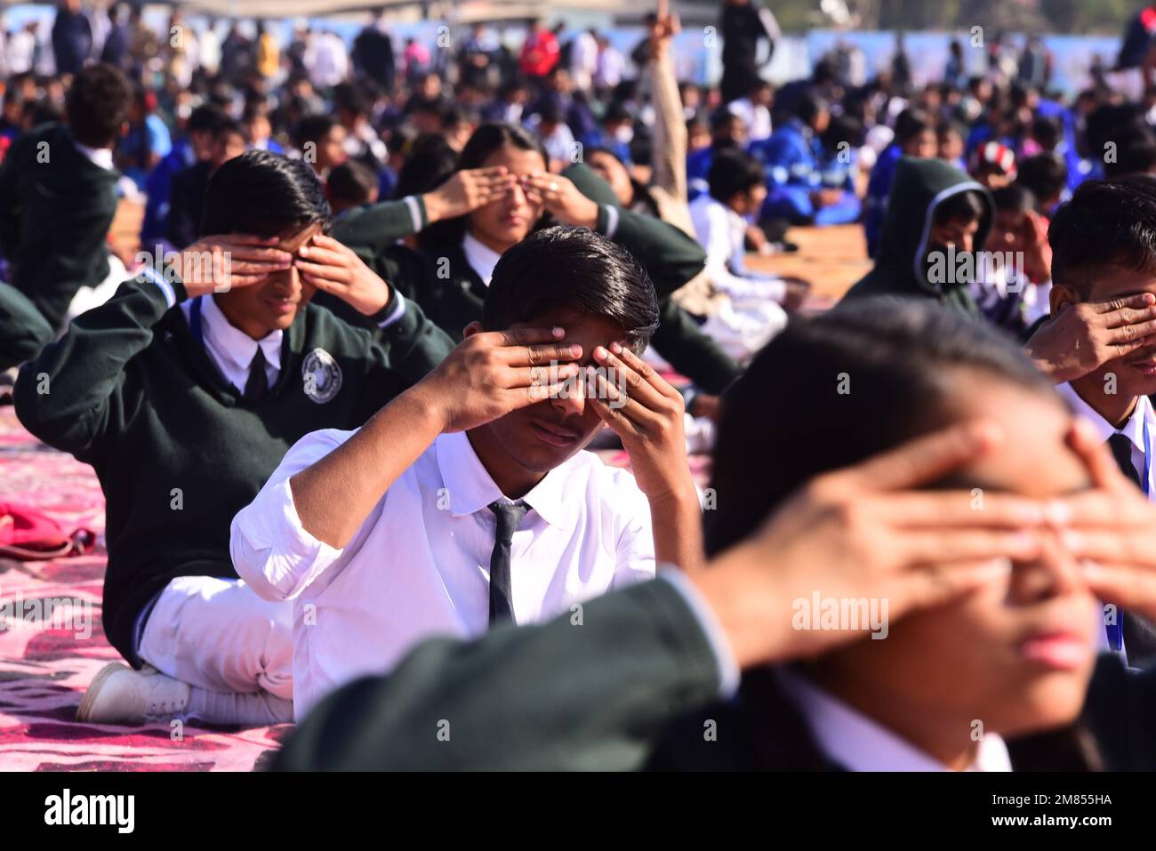INDIA, JABALPUR, 12th JANUARY : School students participate in Surya ...