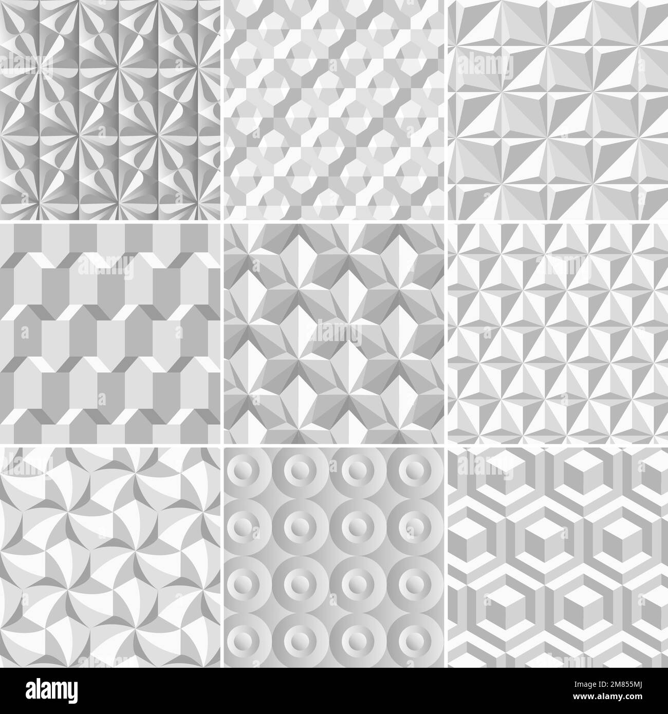 Simple 3D geometric pattern vector grey background set Stock Vector ...
