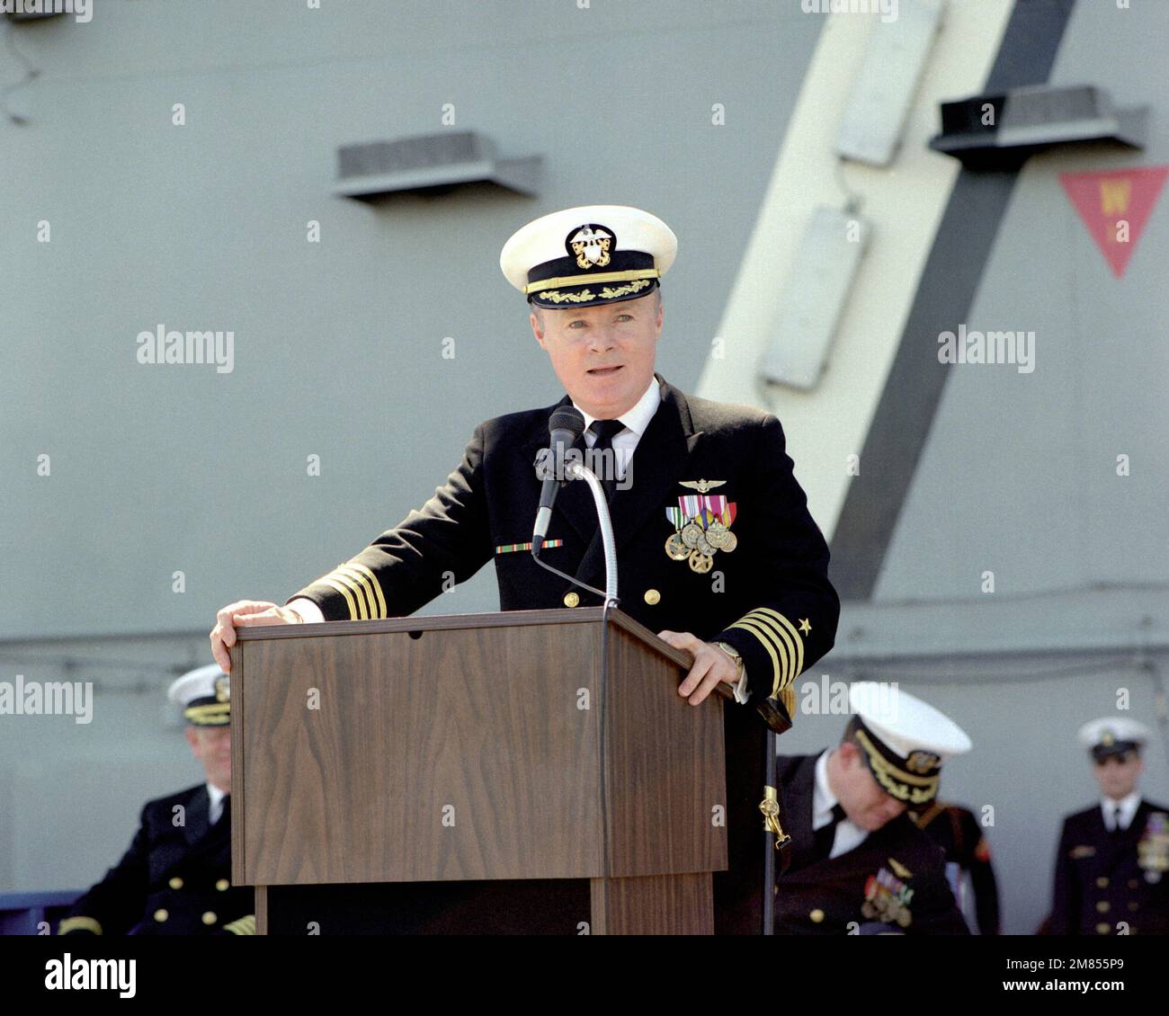 CAPT. George D. O'Brien Jr. speaks during the change of command ...