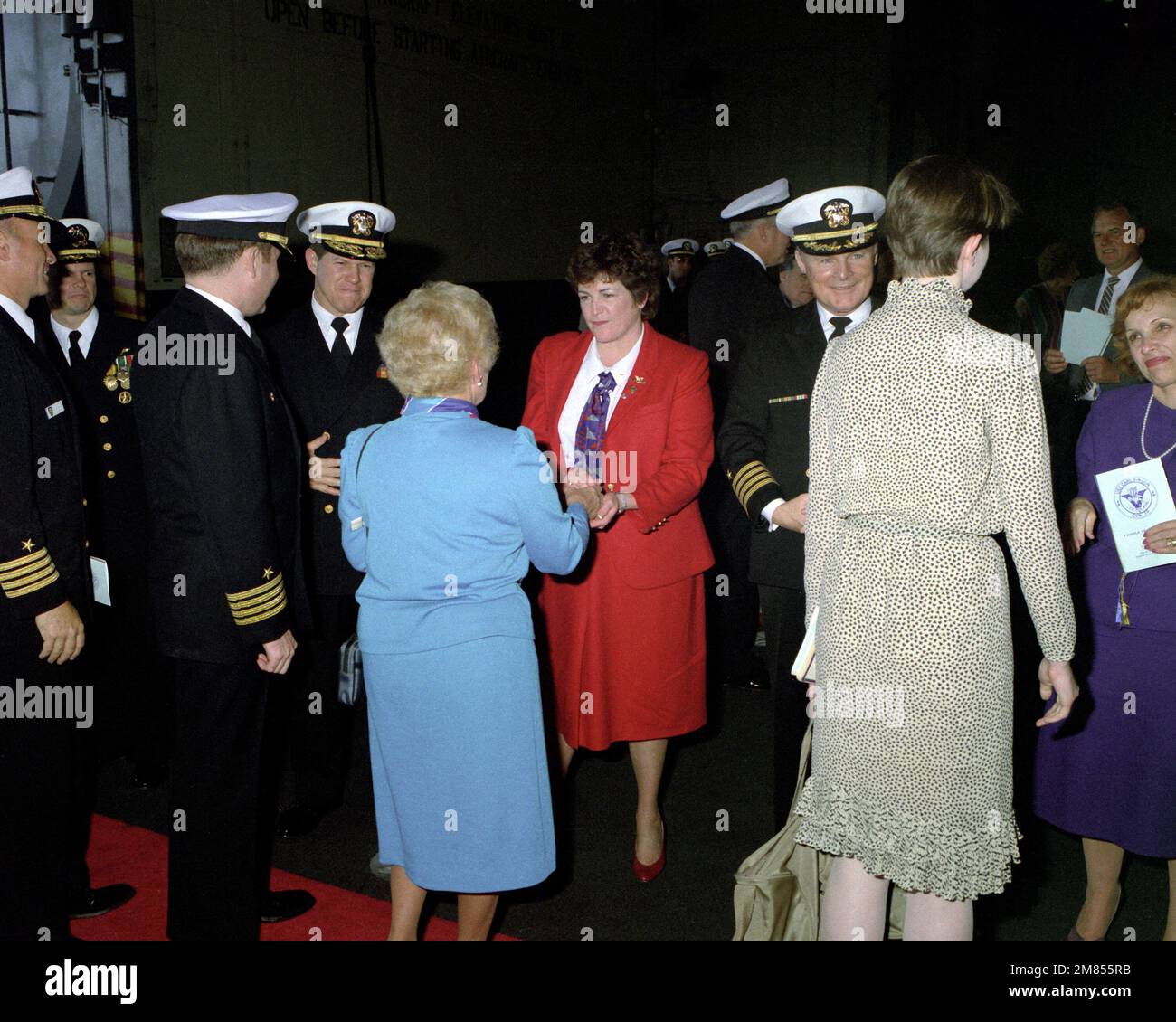 Guests greets Rear Adm. (lower half) and Mrs. Thomas A. Mercer, left ...